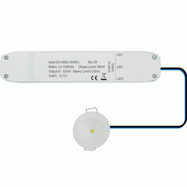 2W LED Emergency 3Hr Non Maintained Emergency Downlight