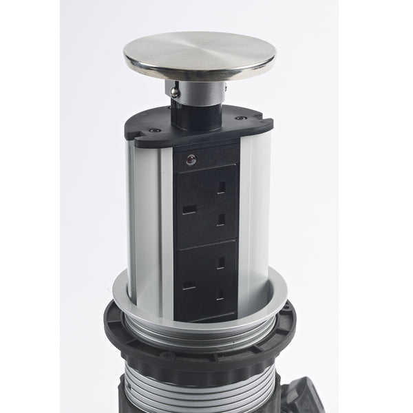 Powerport - Pop Up Sockets & USB Charger - Stainless Steel Top Finish