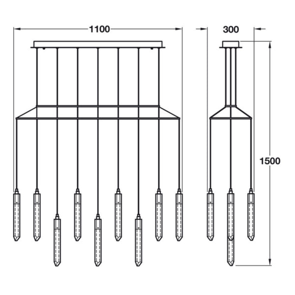 Shard 13 Light LED Ceiling Bar Pendant Light, IP20 Rated